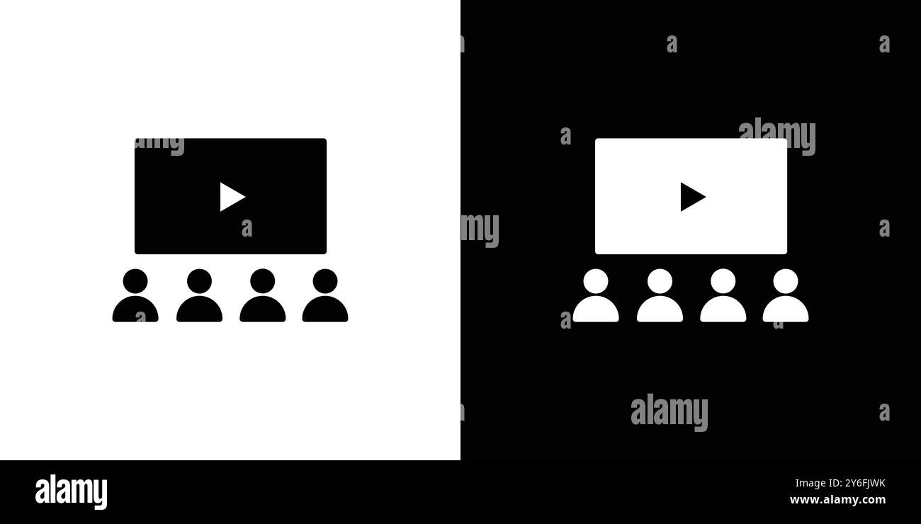 cinema audience icon set in thin line outline style and linear vector ... cinema audience icon set in thin line outline style and linear vector ...