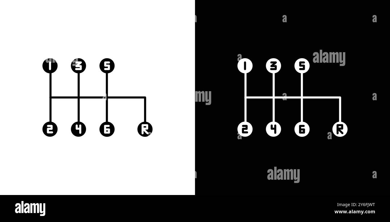 car manual shift lever icon set in thin line outline style and linear vector sign Stock Vector ...