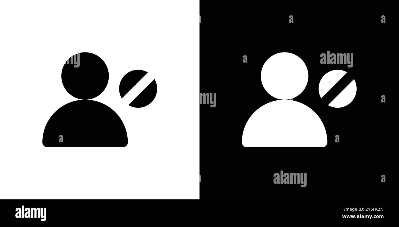 Block User Icon set in thin line outline style and linear vector sign ...