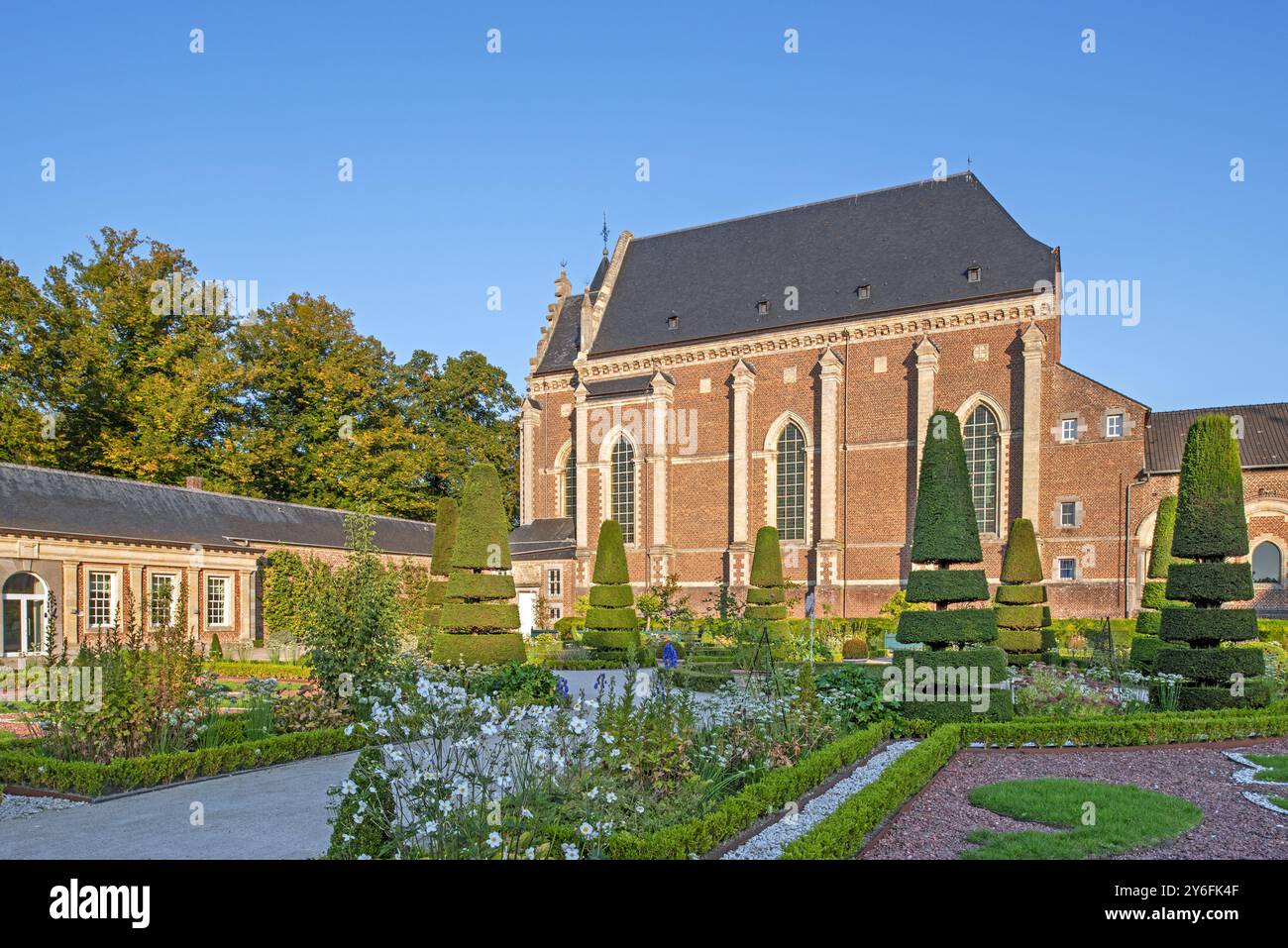 French garden and Baroque church of Commandery of Alden Biesen, 16th ...