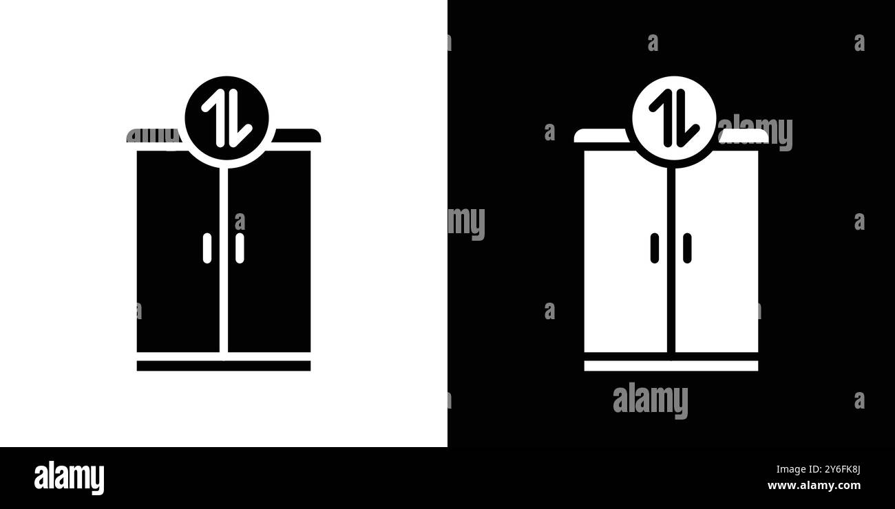 Elevator lift icon set in thin line outline style and linear vector ...