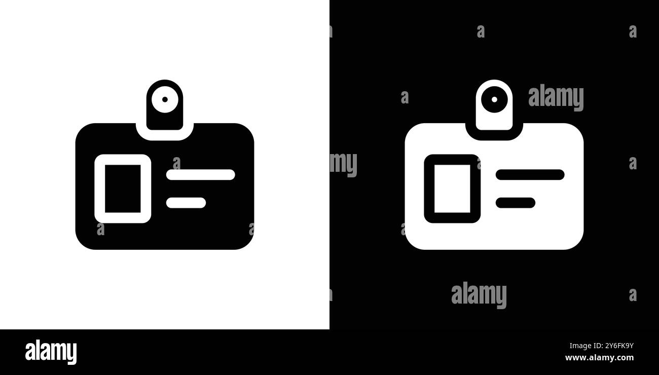 Employee id card icon set in thin line outline style and linear vector ...