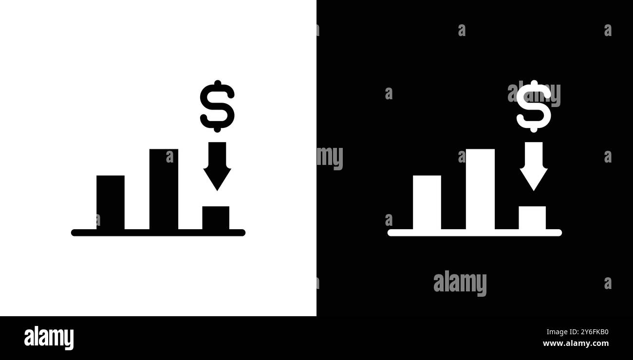 Economic Loss icon set in thin line outline style and linear vector ...