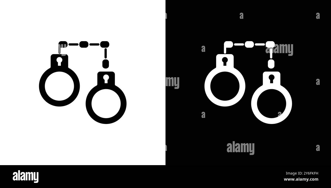 Handcuffs icon set in thin line outline style and linear vector sign ...