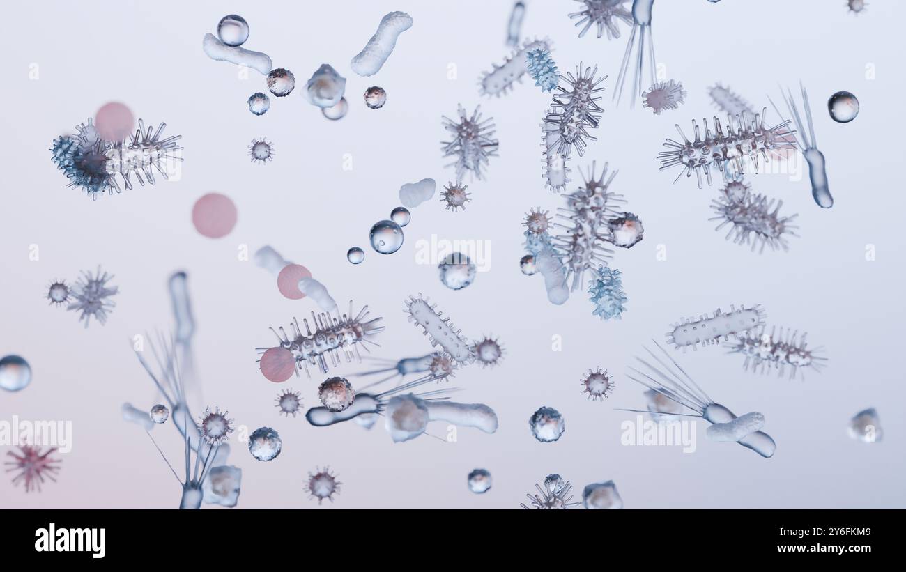 Different types of virus and bacteria and microbe and germs set ...