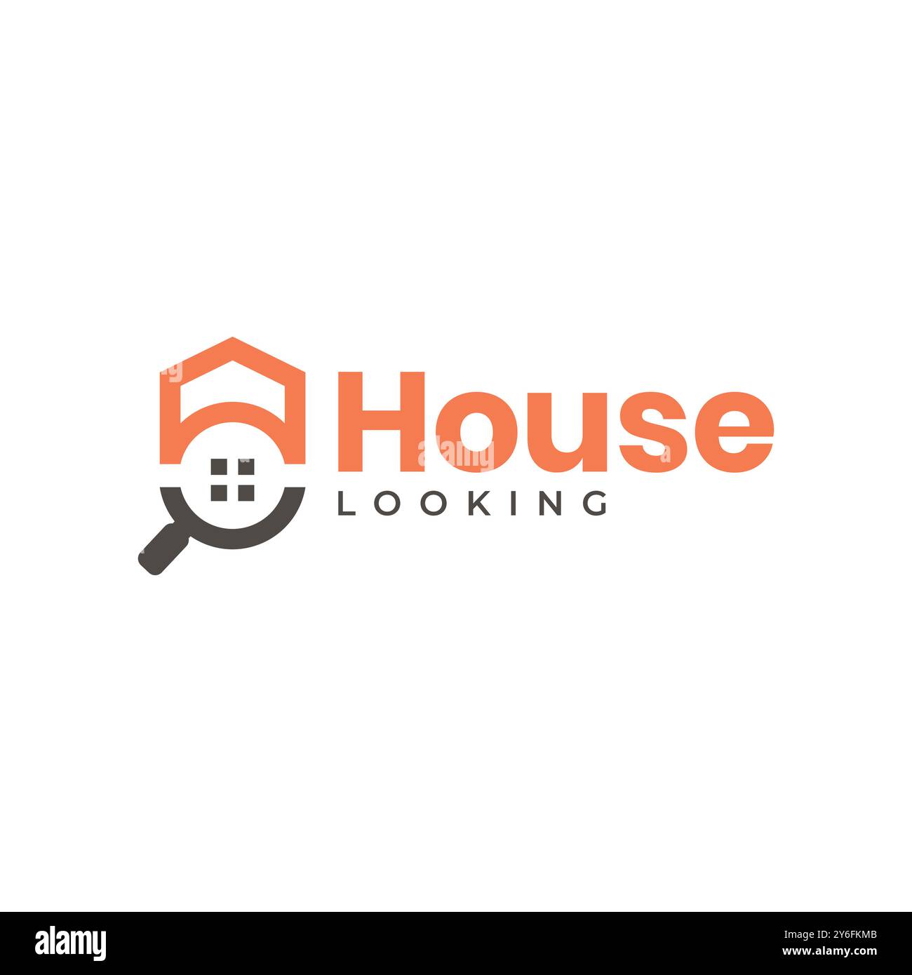 magnifying glass searching house modern minimal clean flat logo design ...