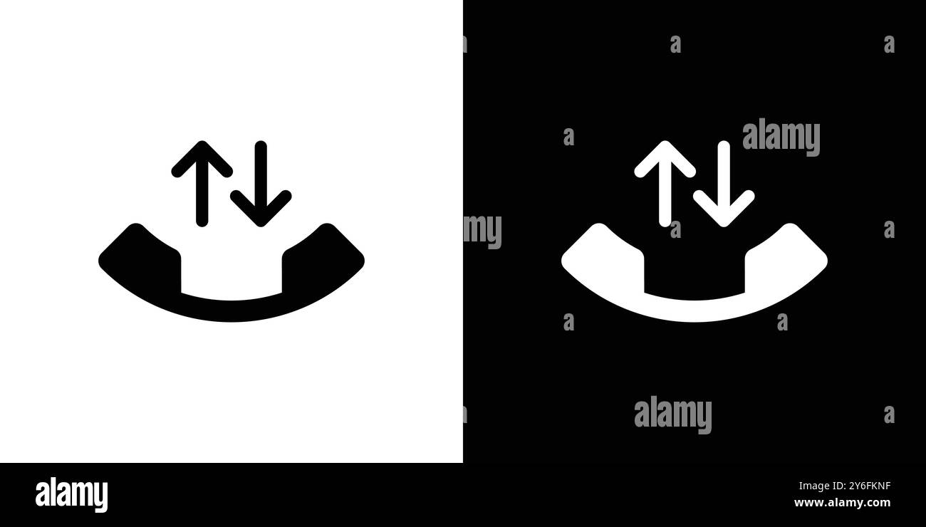 incoming outgoing Phone call icon set in thin line outline style and ...