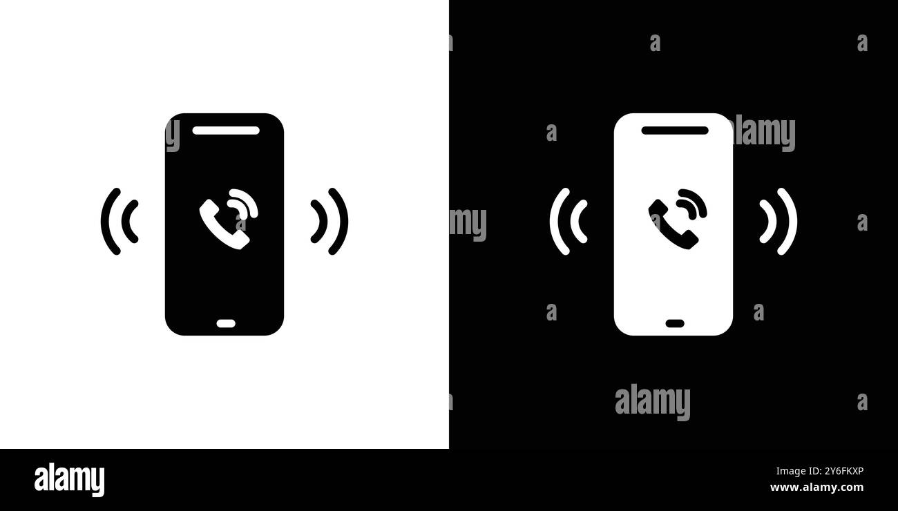 Mobile Phone call icon set in thin line outline style and linear vector ...