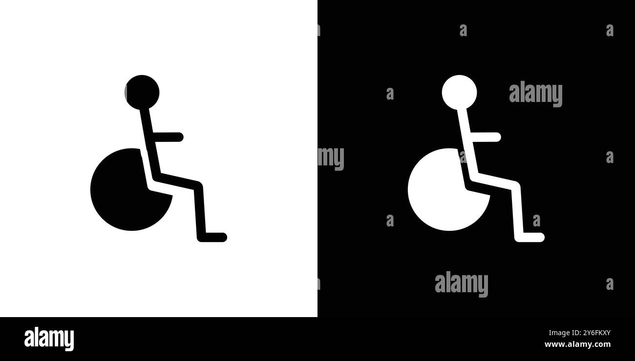 Disability Wheel Chair Icon set in thin line outline style and linear ...