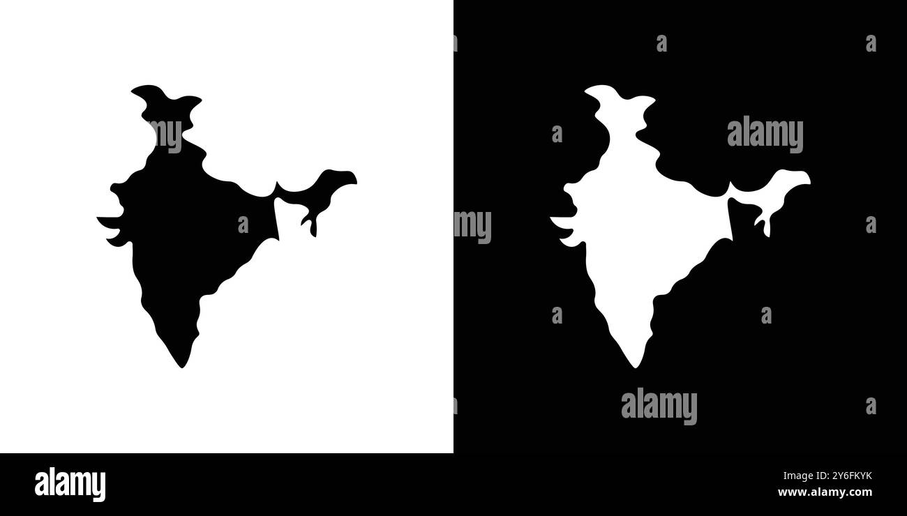 Indian map icon set in thin line outline style and linear vector sign ...