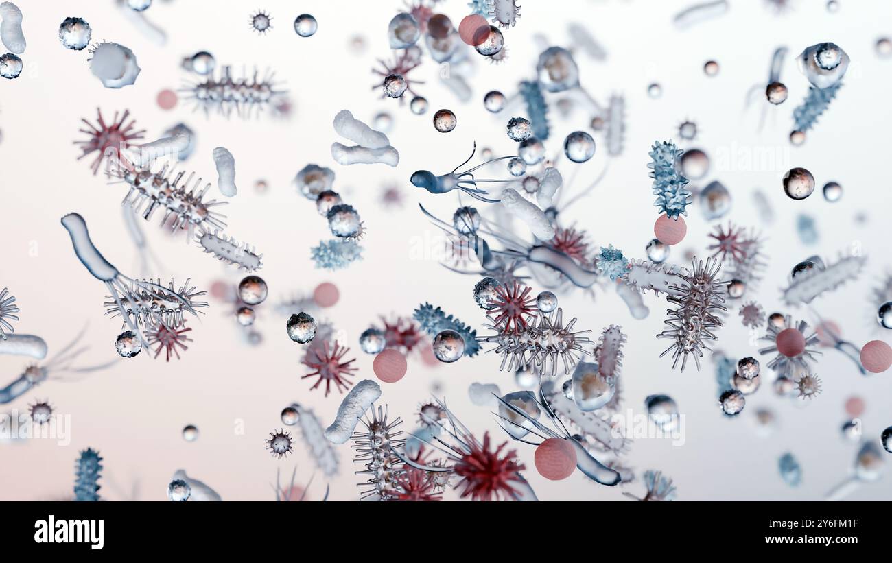 Different types of virus and bacteria and microbe and germs set ...