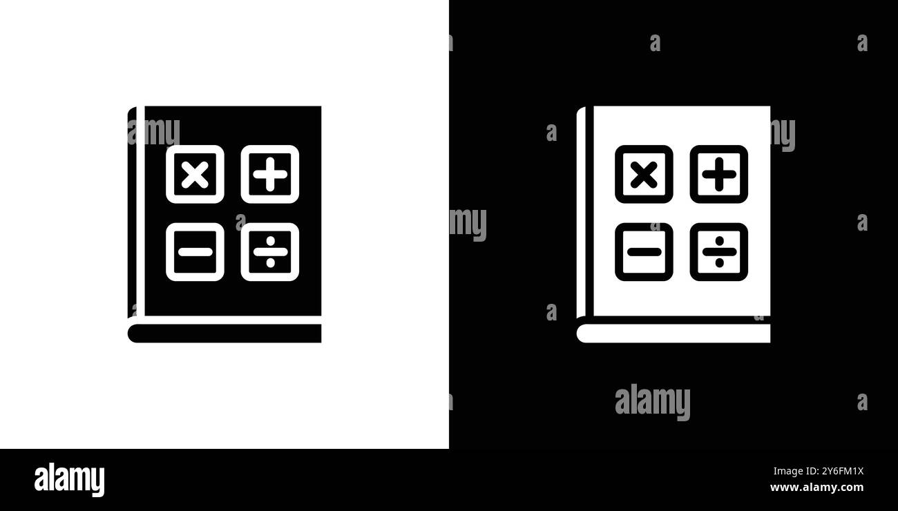 Maths book icon set in thin line outline style and linear vector sign ...