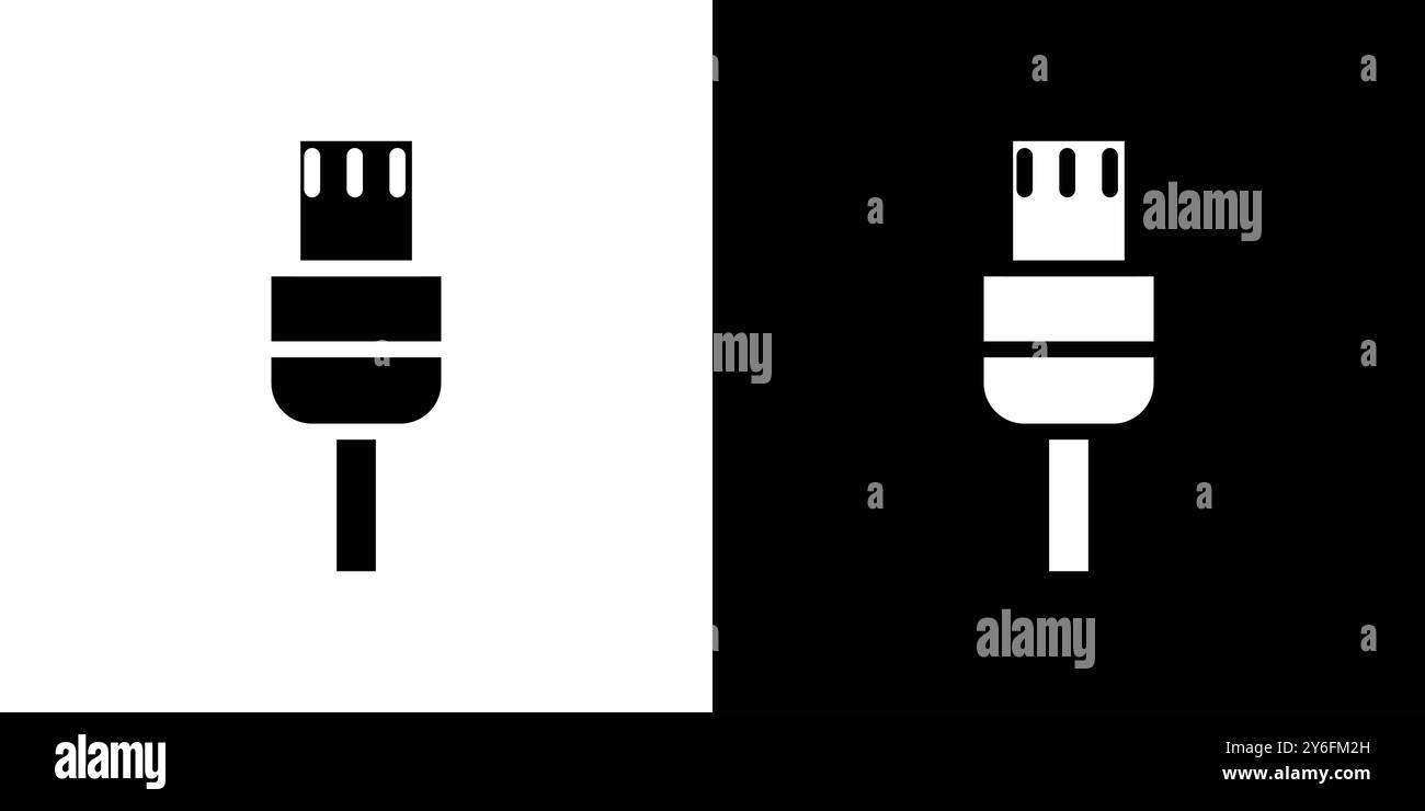 Ethernet Cable Plug Icon Set In Thin Line Outline Style And Linear Vector Sign Stock Vector