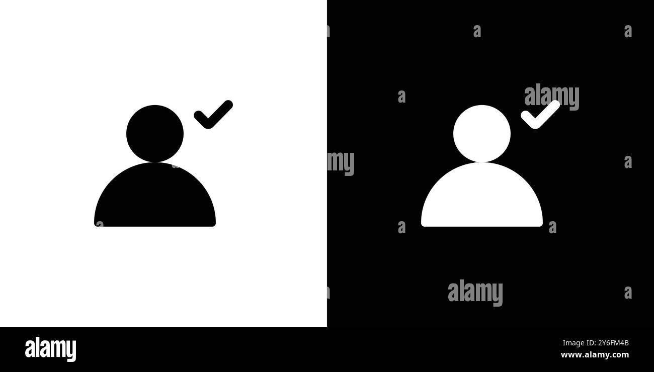 Profile check icon set in thin line outline style and linear vector ...
