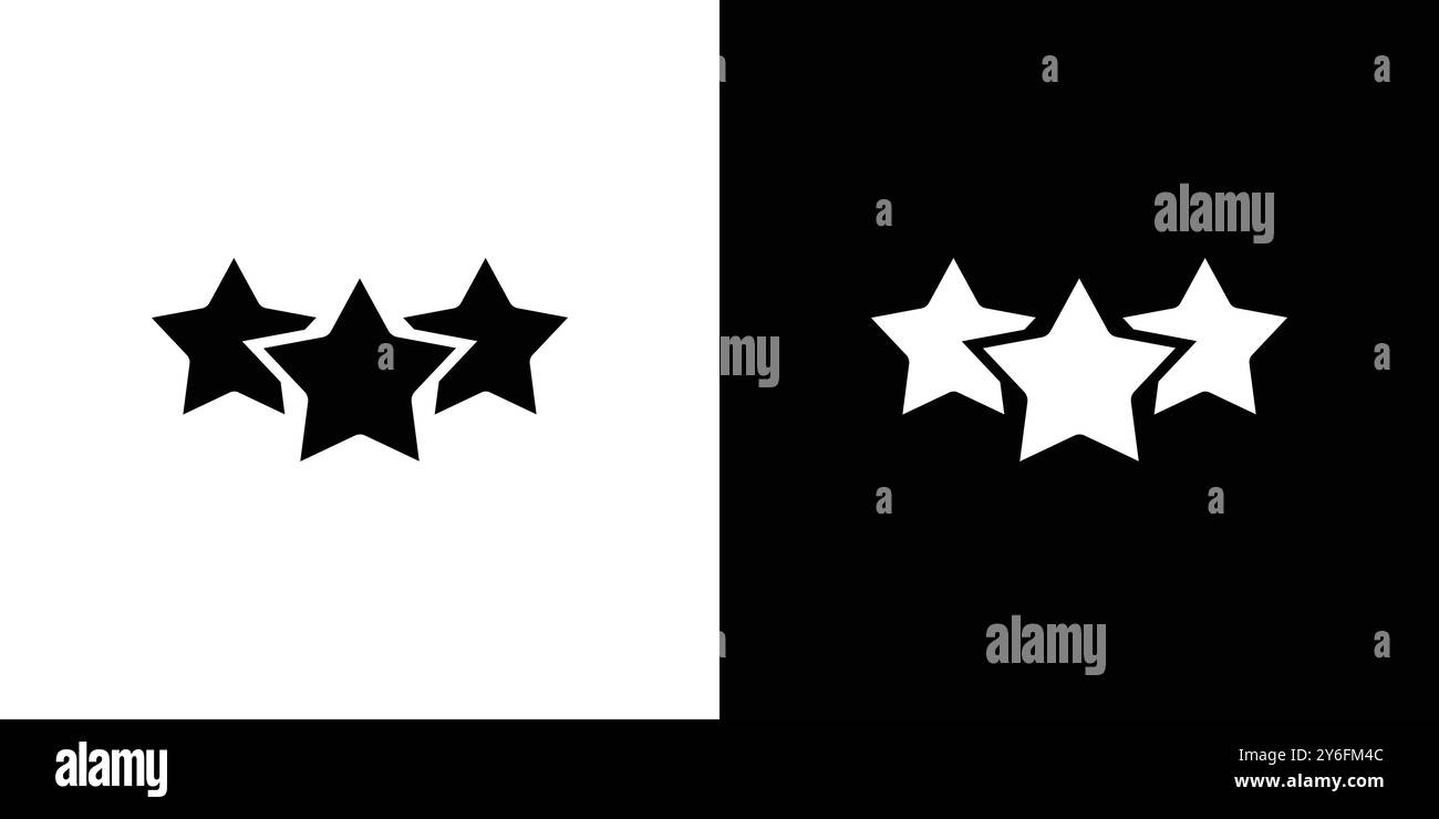 Rating star icon set in thin line outline style and linear vector sign ...