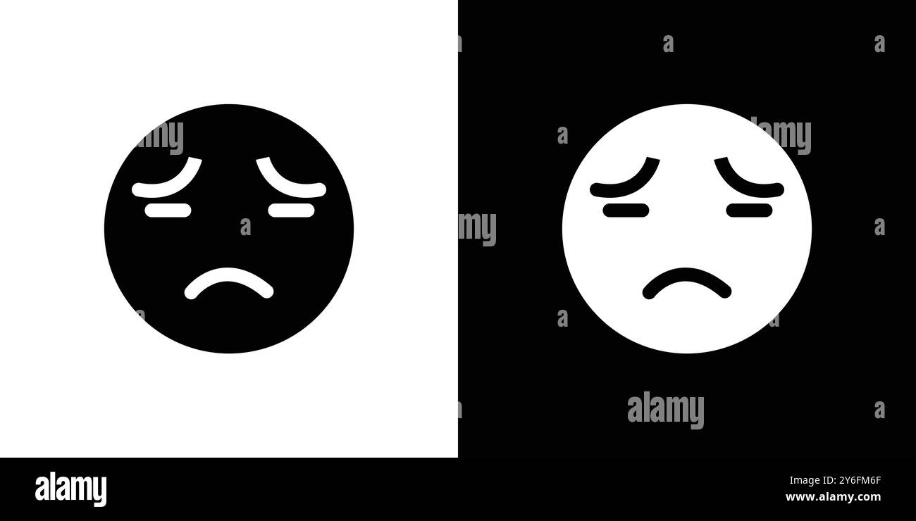 Guilty Face Emoji Icon Set In Thin Line Outline Style And Linear Vector