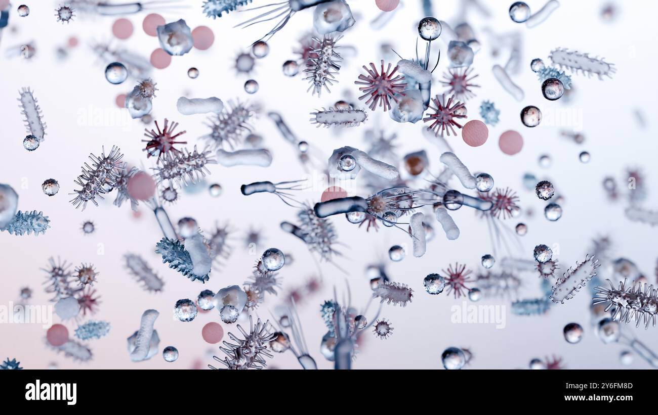 Different types of virus and bacteria and microbe and germs set ...