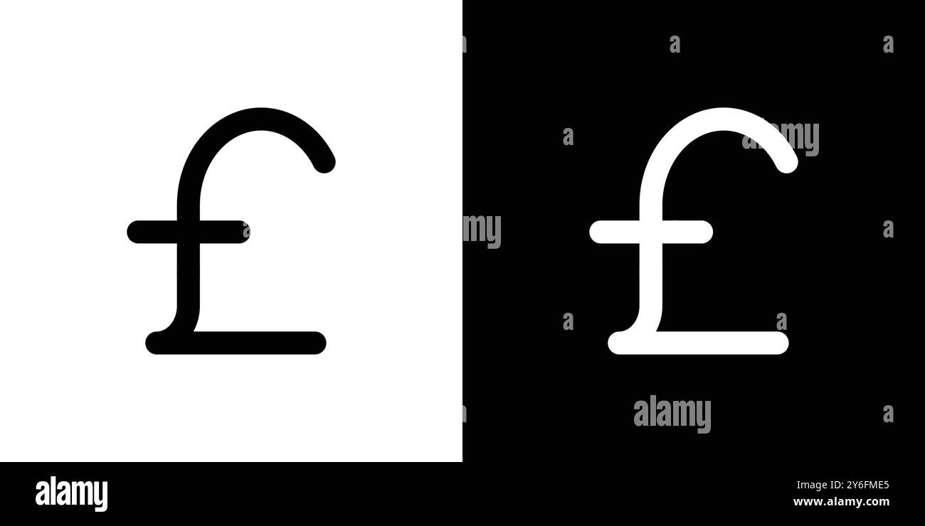 Pound icon set in thin line outline style and linear vector sign Stock ...