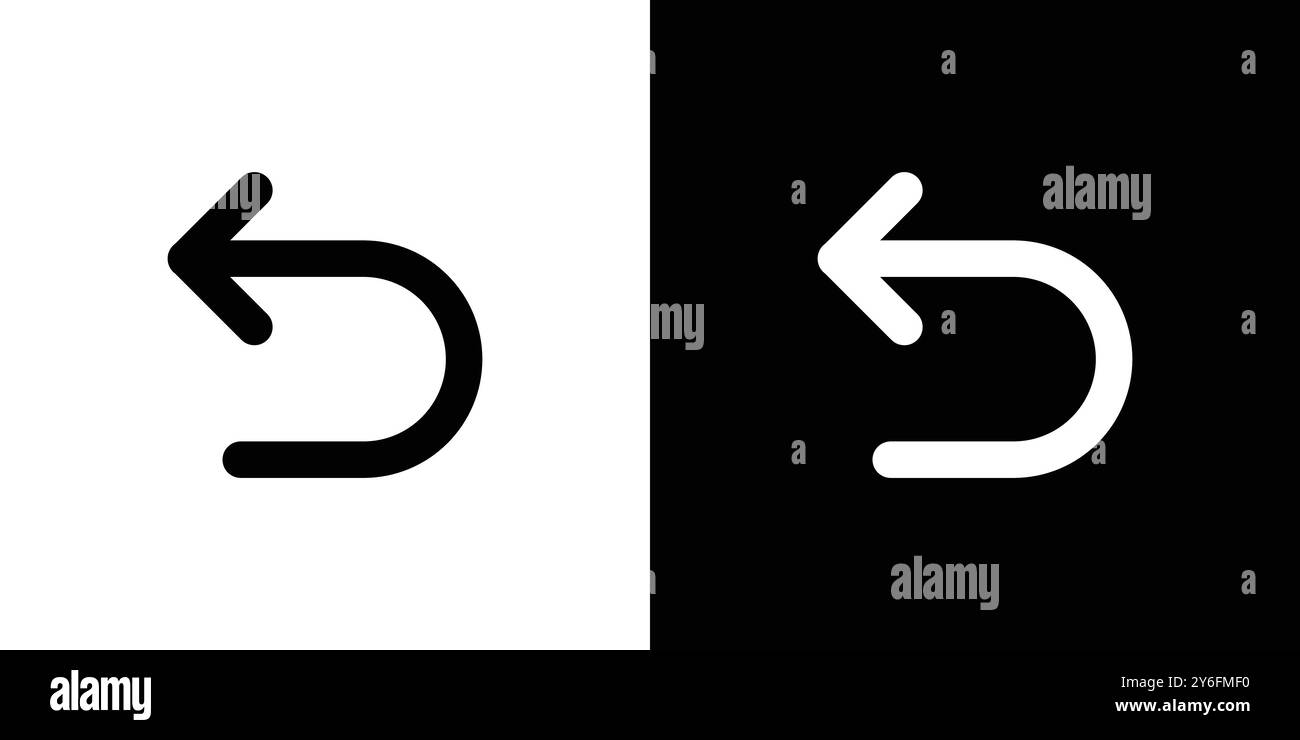 u turn arrow icon set in thin line outline style and linear vector sign ...