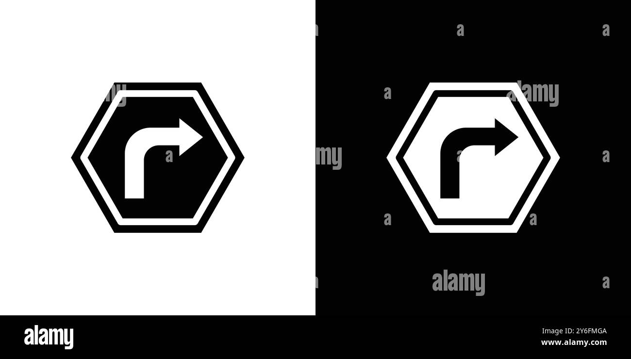 Turn to the Right Icon set in thin line outline style and linear vector ...