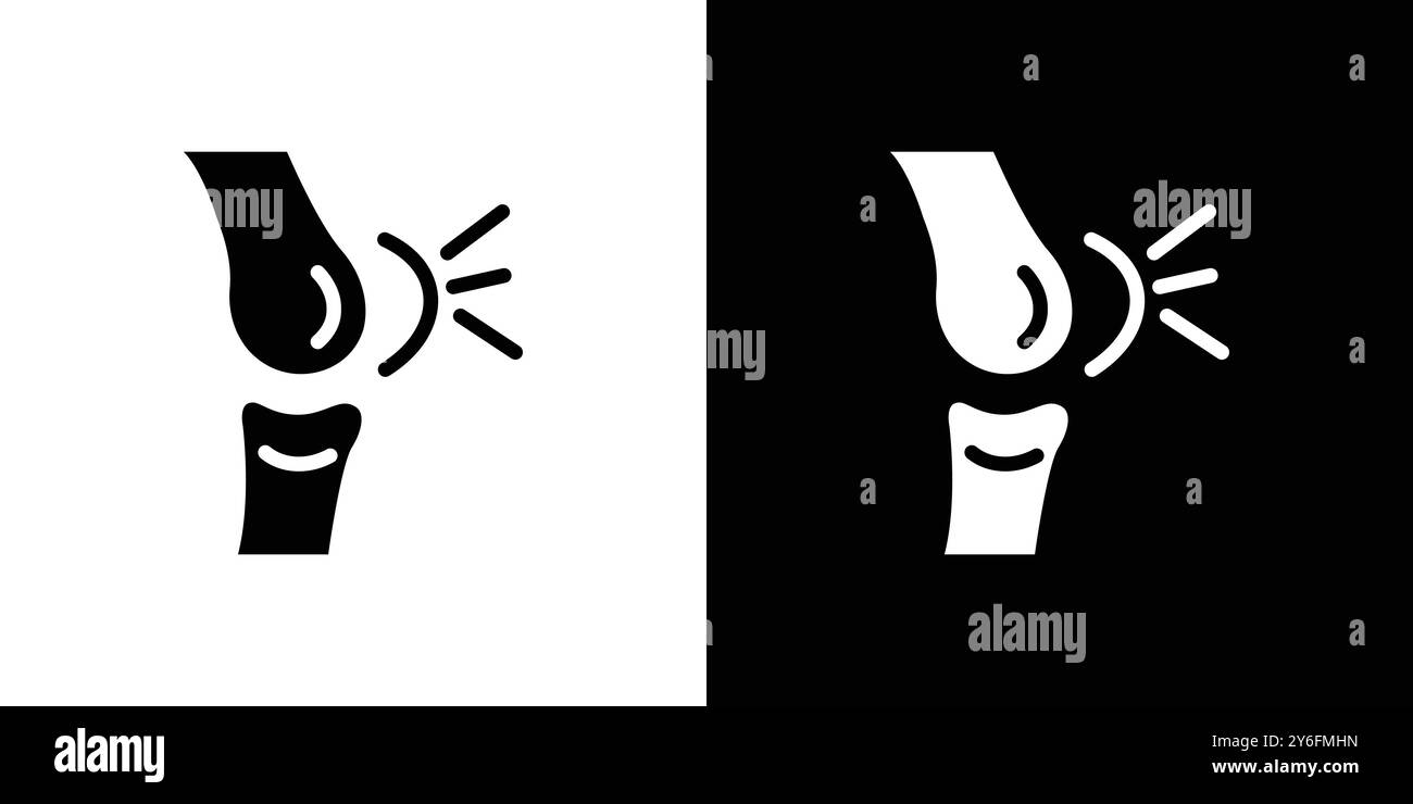 Knee pain icon set in thin line outline style and linear vector sign ...