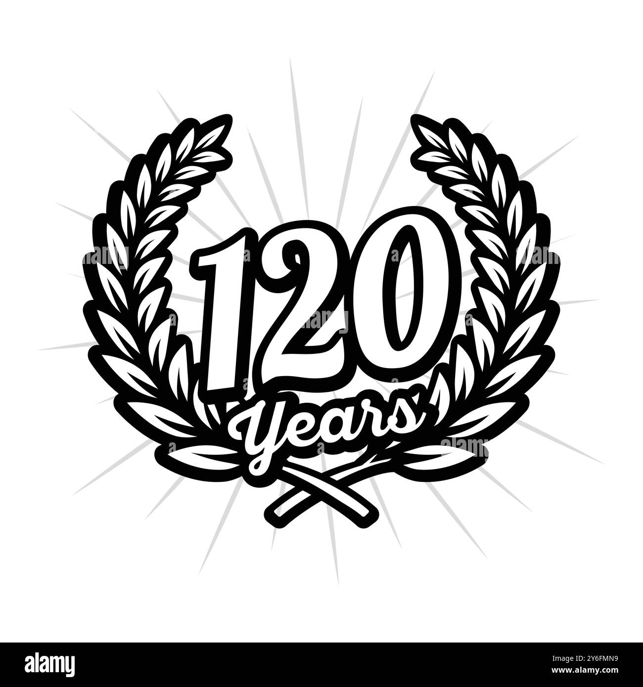 120 years anniversary celebration with laurel wreath. 120th anniversary logo. Vector and ...