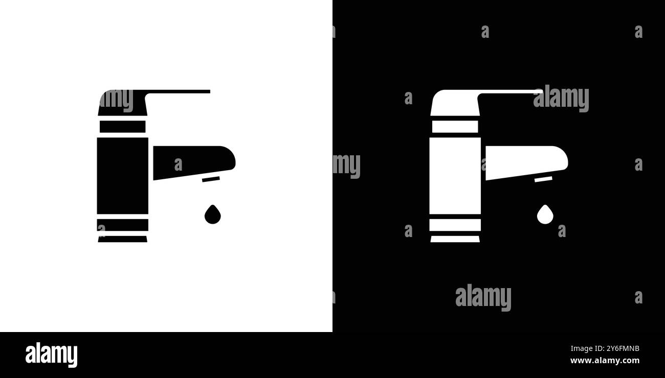 Water tap icon set in thin line outline style and linear vector sign ...