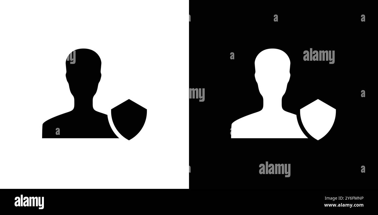 user protection shield icon set in thin line outline style and linear ...