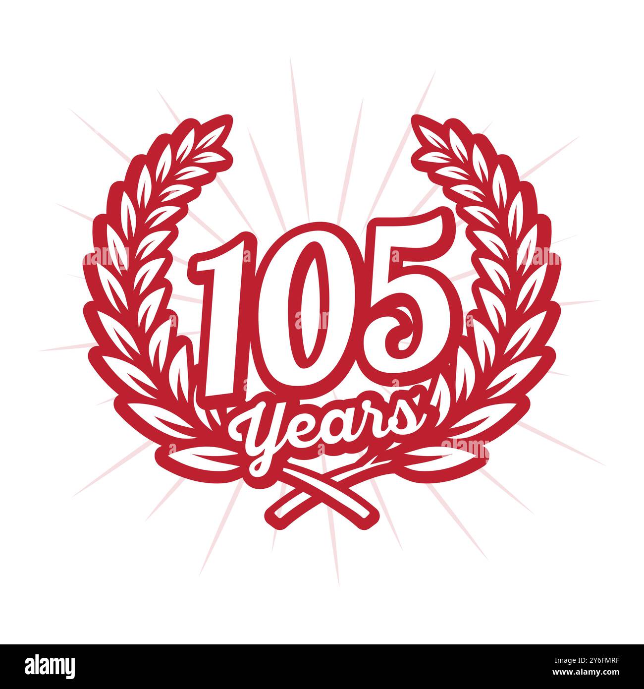 105 years anniversary celebration with laurel wreath. 105th anniversary logo. Vector and ...