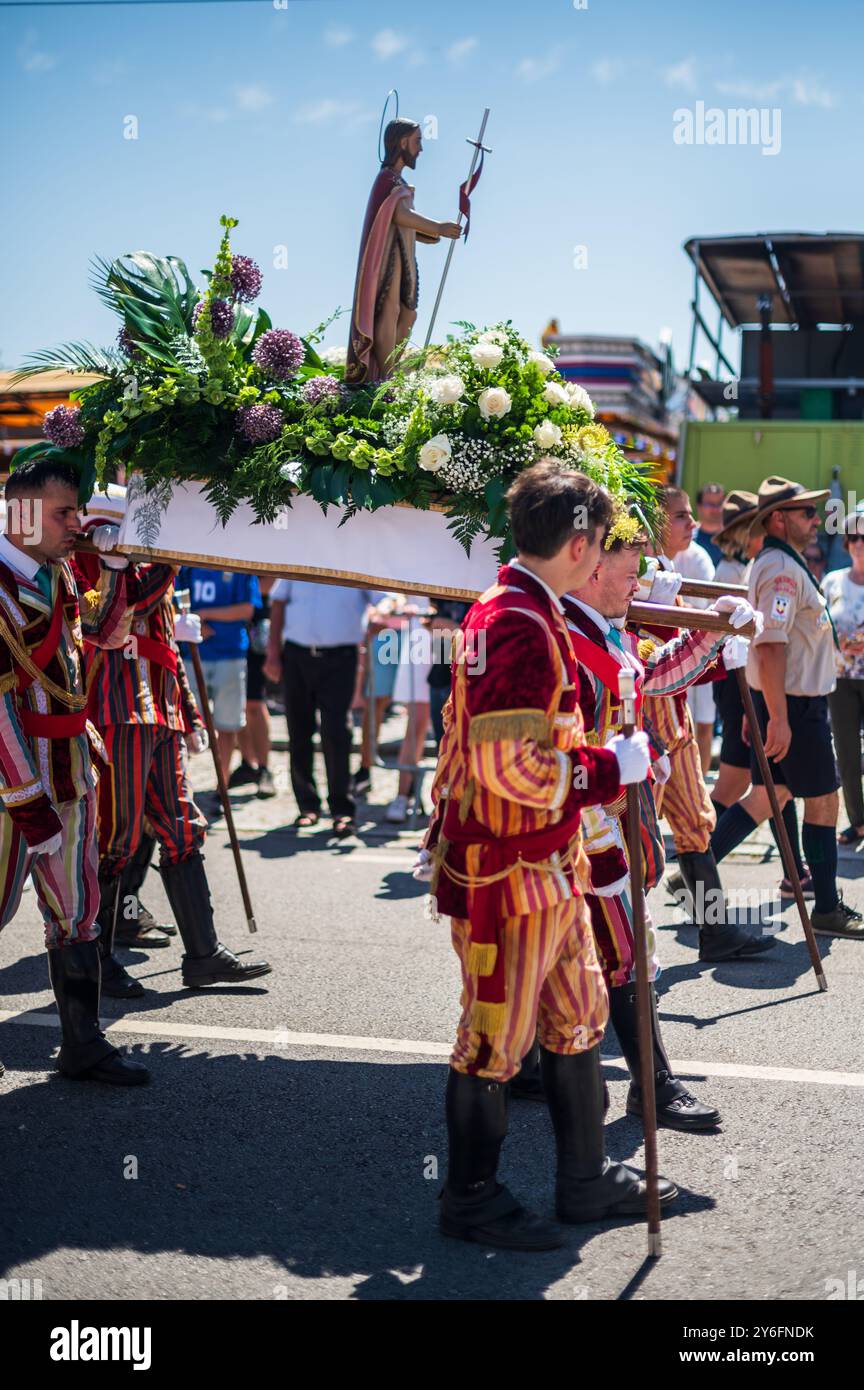 Religious procession finishing at São João Baptista Church during the ...