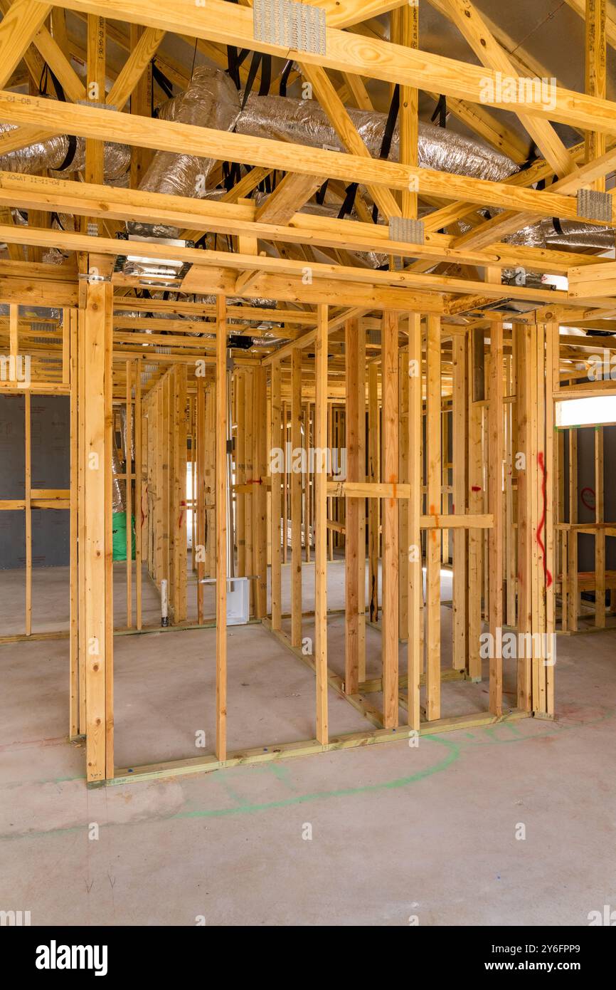 Interior of single family home with slab foundations and dimensional ...