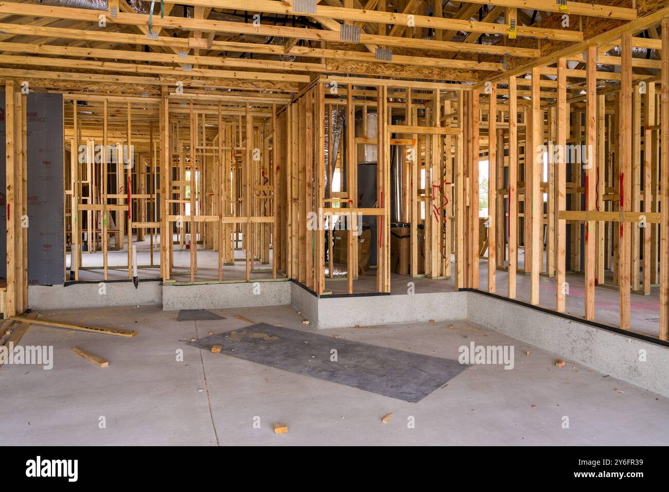 Interior of single family home with slab foundations and dimensional ...