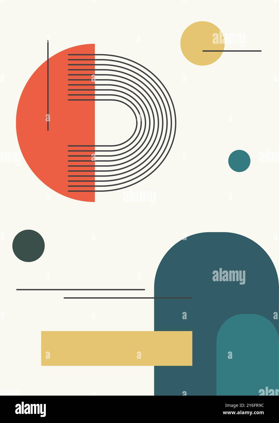 Minimalist poster flat geometric art. Vintage retro texture bauhaus ...
