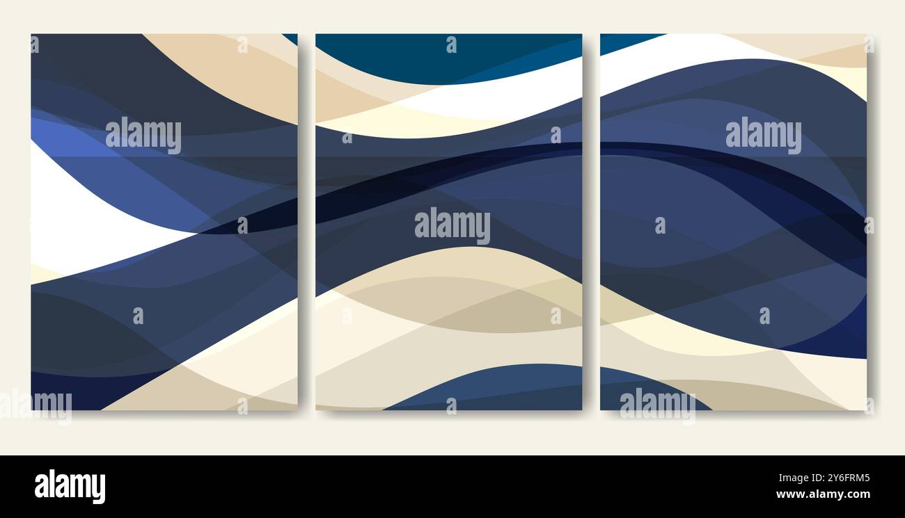 Abstract aesthetic blue collage design. Flow shapes, waves vector ...