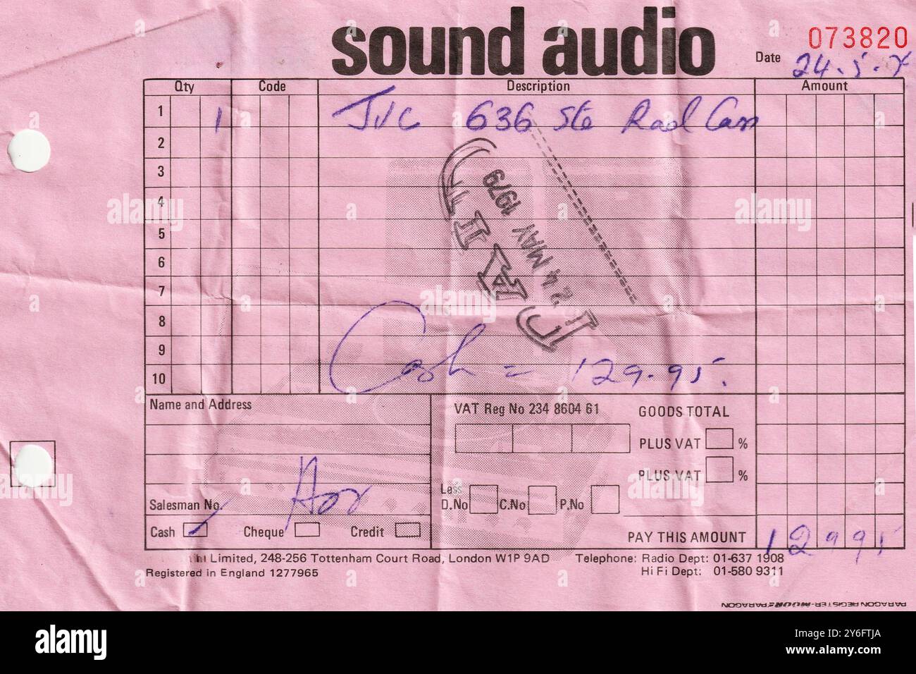 vintage receipt for electronic equipment Stock Photo - Alamy