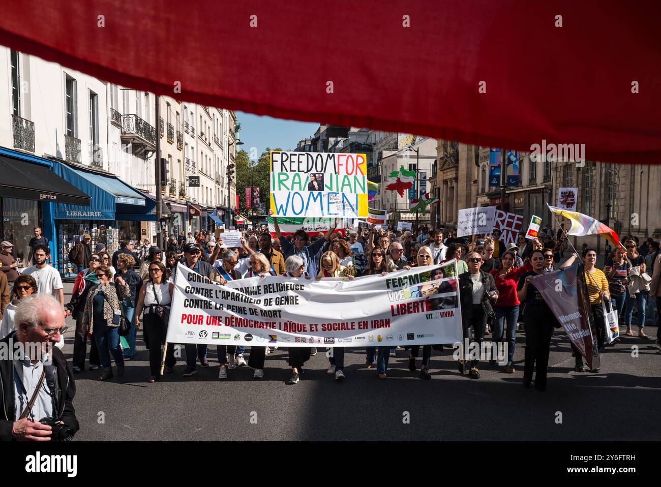 The procession from Bastille behind the banner, Woman life freedom, For ...