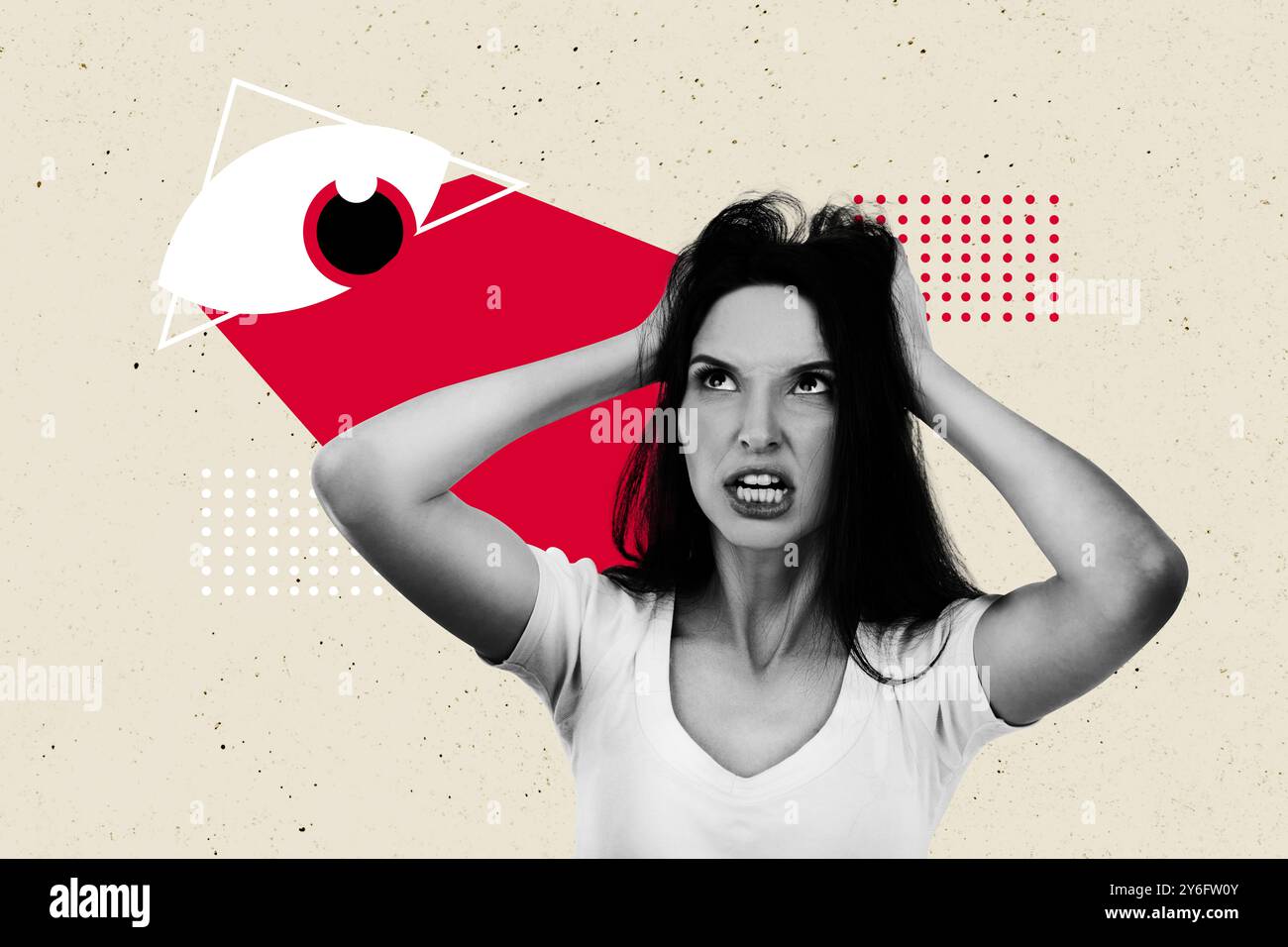 Composite trend artwork sketch image photo collage of young lady emoji ...