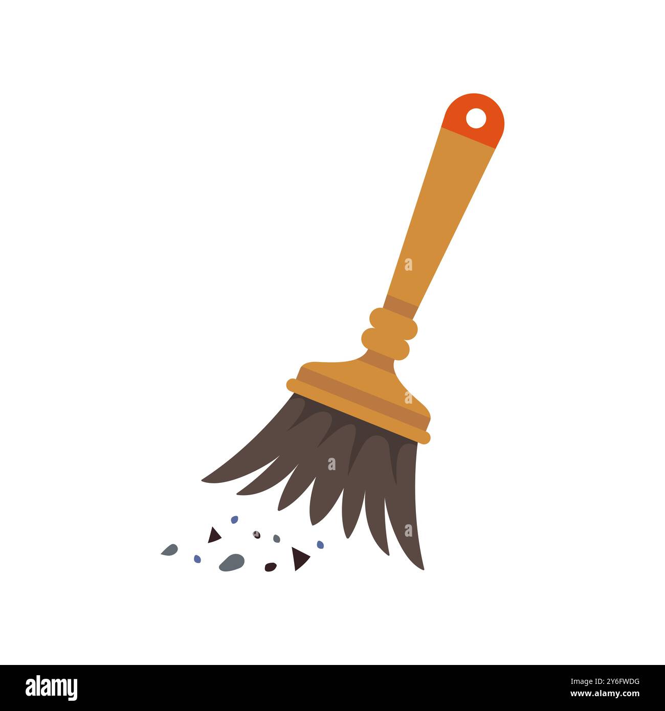 Small broom sweeping up trash. Flat vector illustration Stock Vector ...