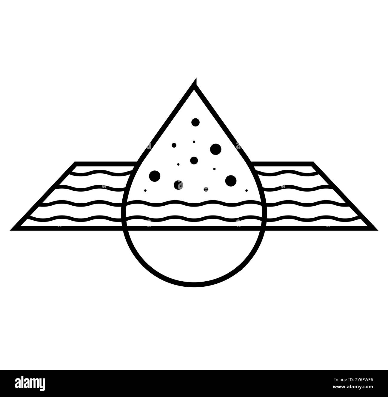 This is a black and white artistic drawing that depicts a single drop ...