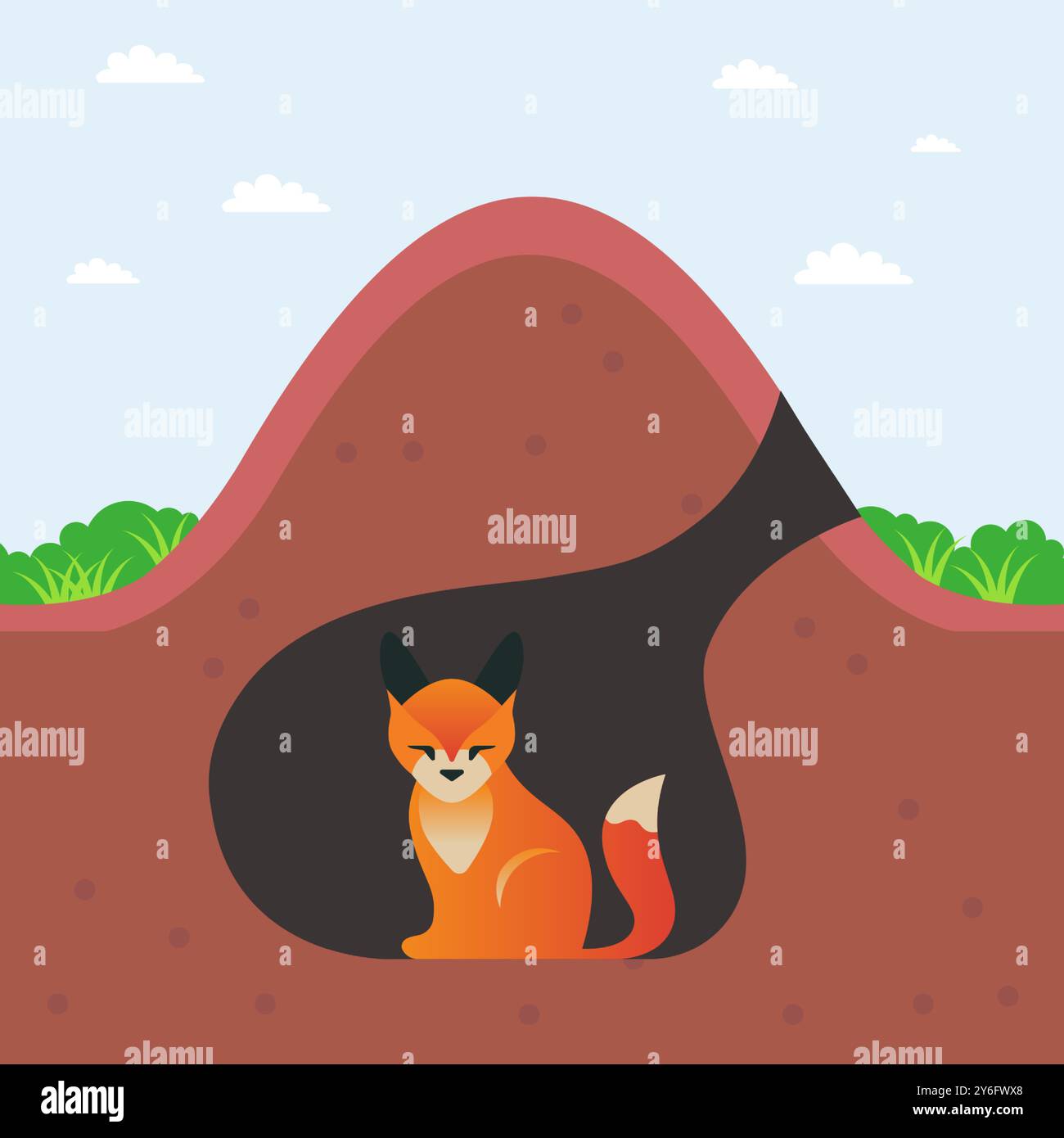 fox hole in the forest. house in the ground for animals Stock Vector ...