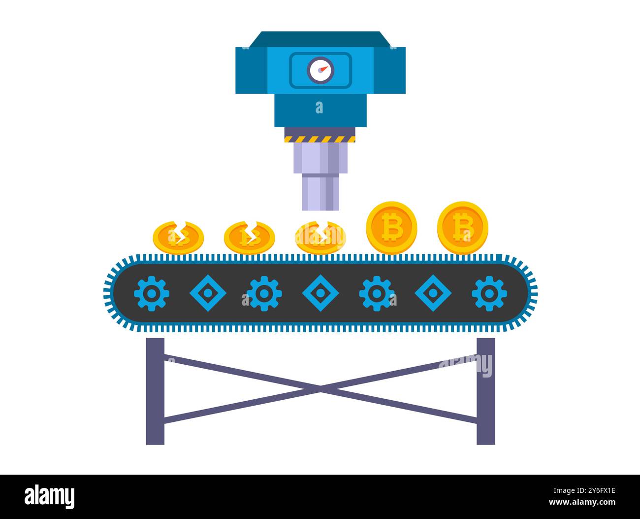 bitcoin factory with tape. gold electronic coins Stock Vector Image ...