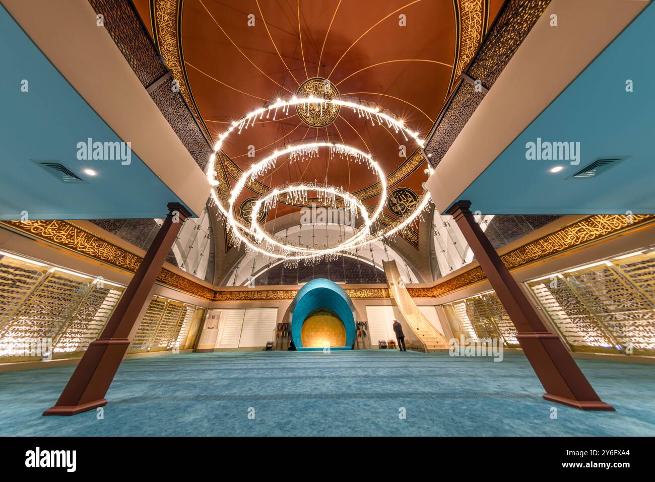 Istanbul Turkey, May 4, 2023; Interior of modern Sakirin Mosque ...