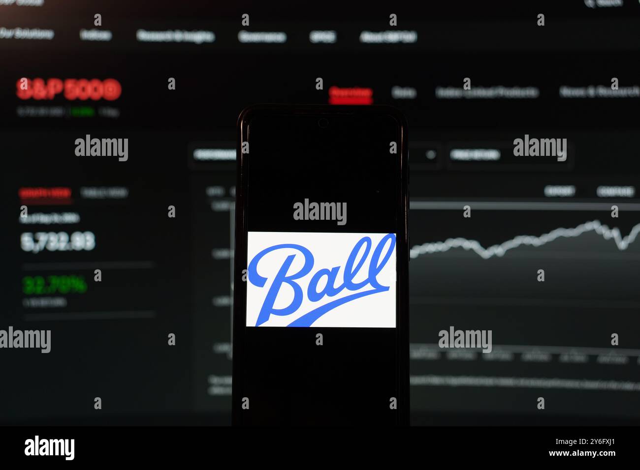 In this photo illustration, a Ball Corporation logo is displayed on a ...