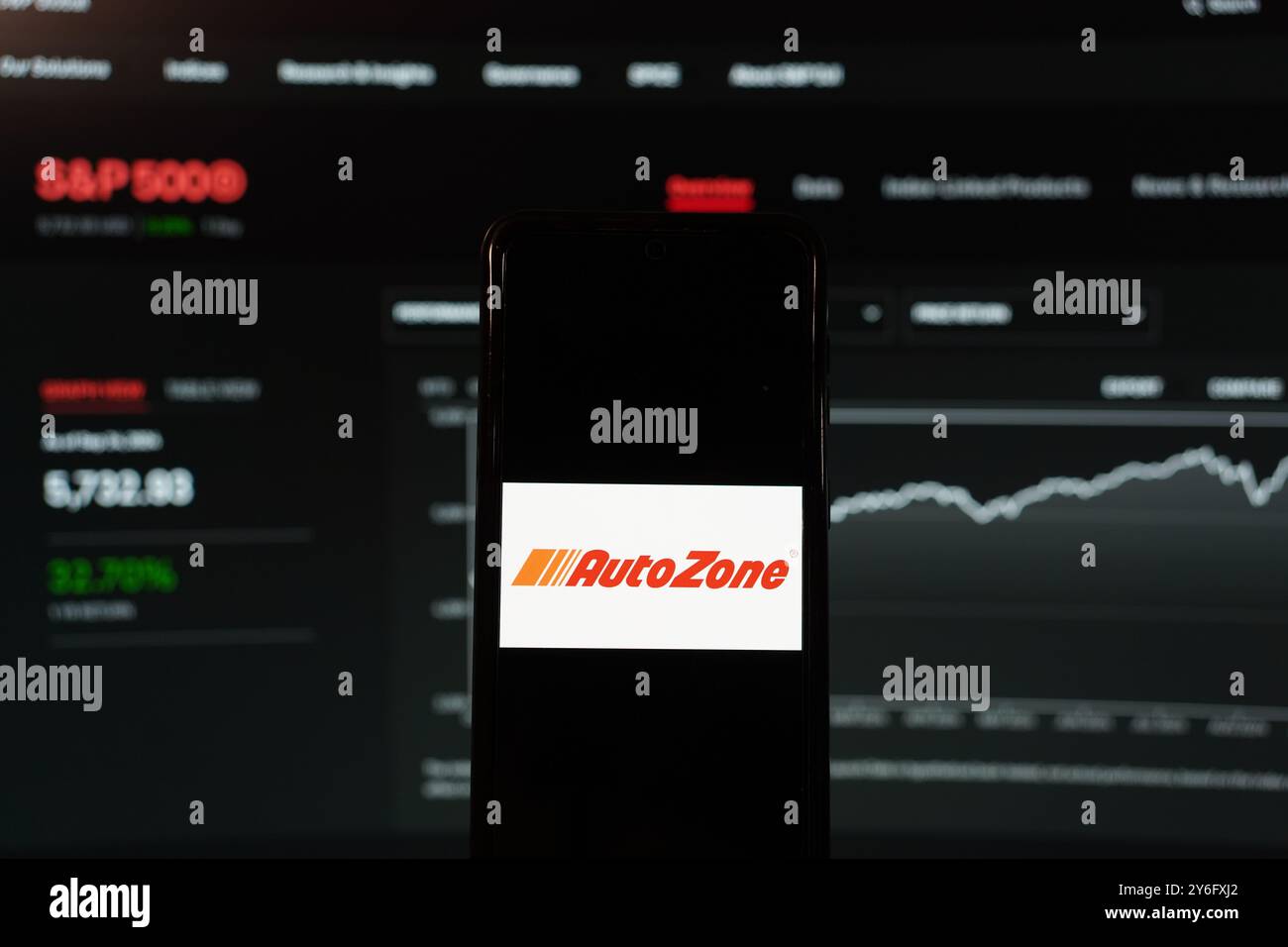 In this photo illustration, an AutoZone logo is displayed on a ...