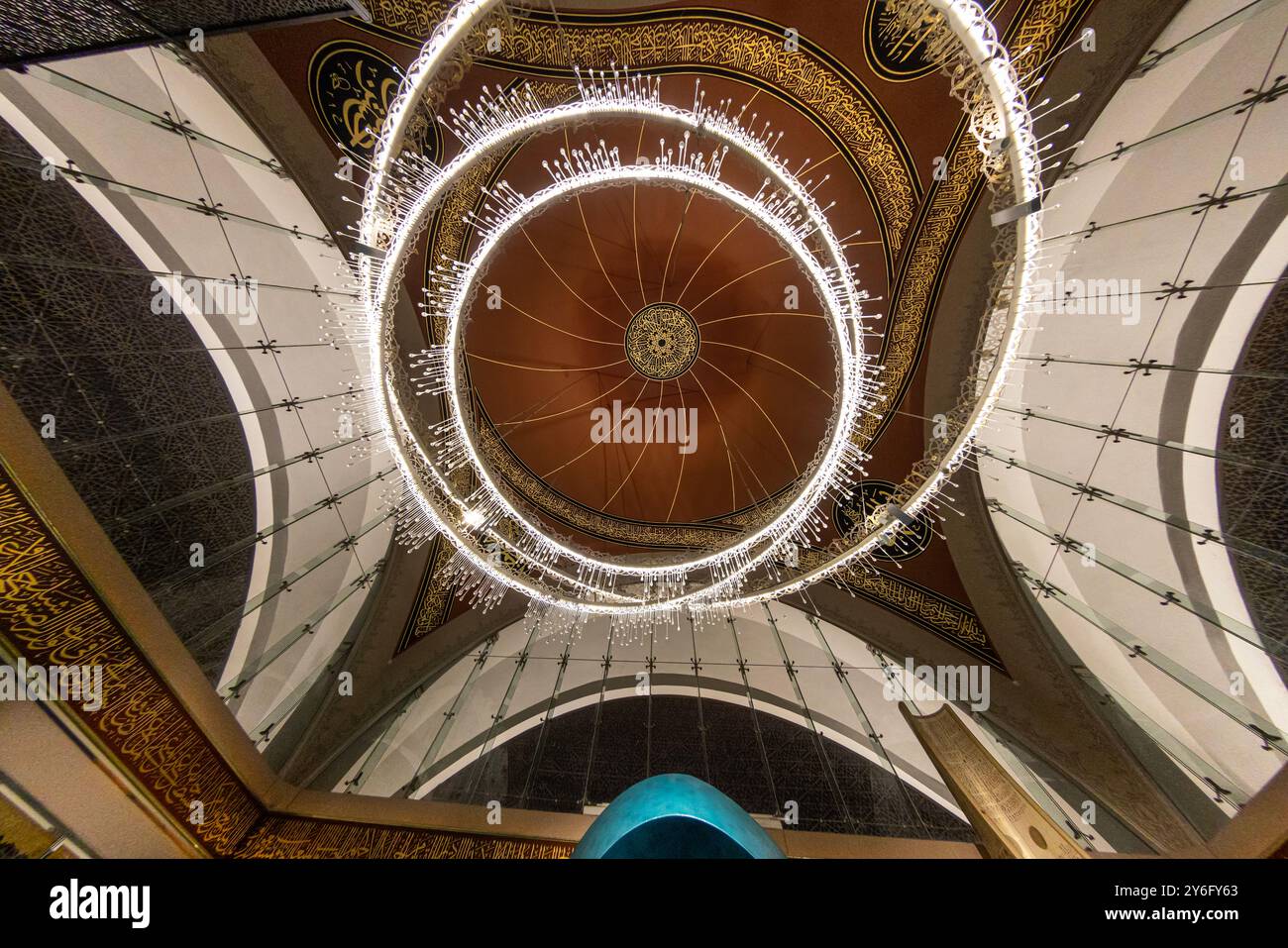 Istanbul Turkey, May 4, 2023; Interior of modern Sakirin Mosque ...