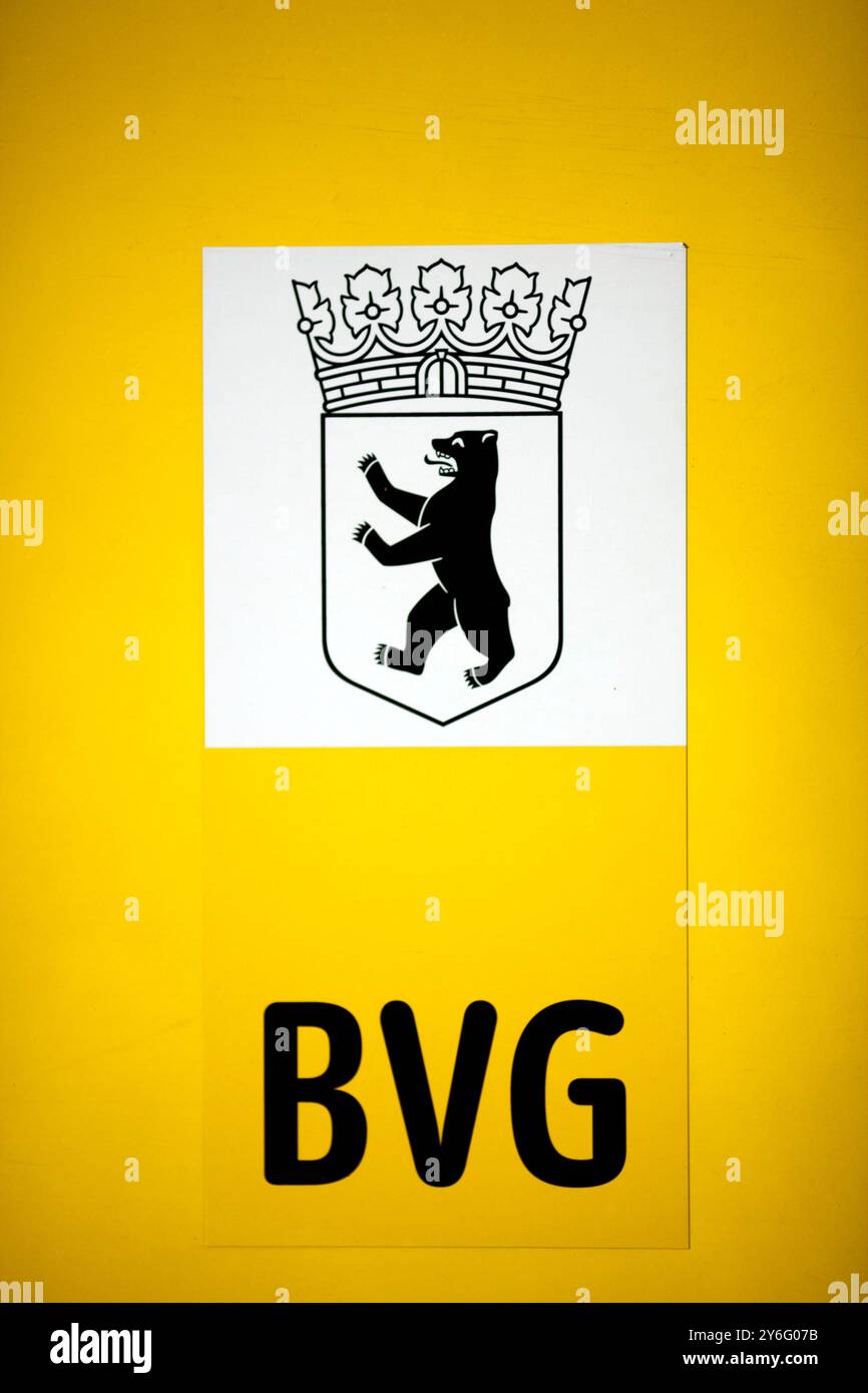 The coat of arms featuring a bear and BVG logo are displayed ...