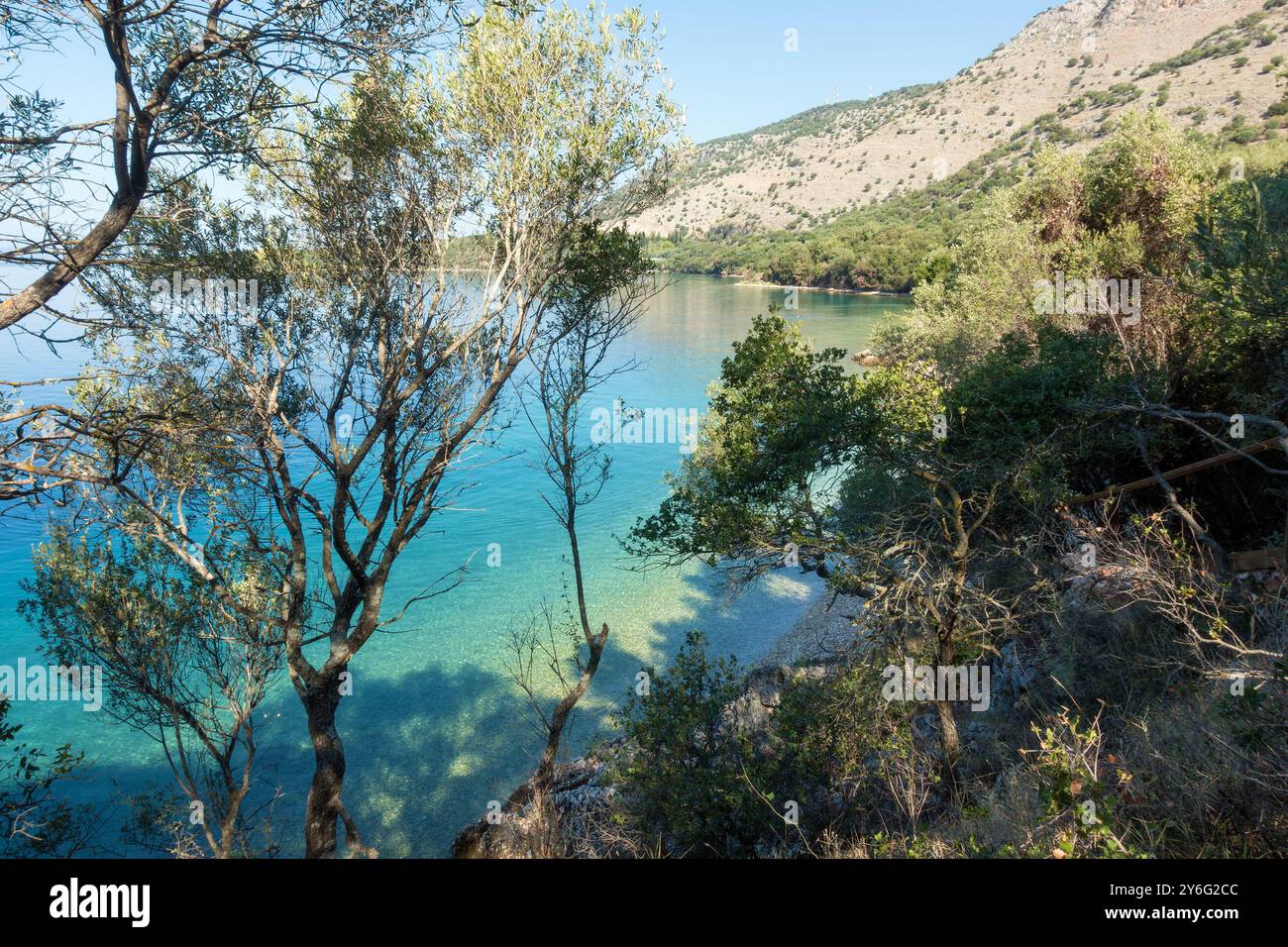 Beautiful scenery by the sea in Elia public beach, near Igoumenitsa ...