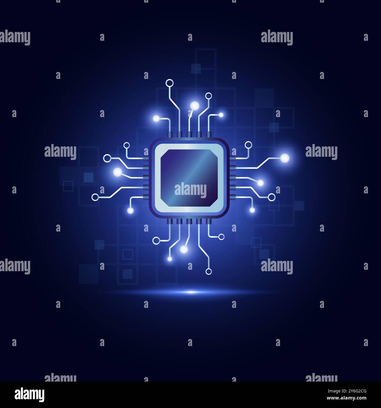 Electronic circuit chip processor, Smart technology artificial intelligence AI, Vector ...