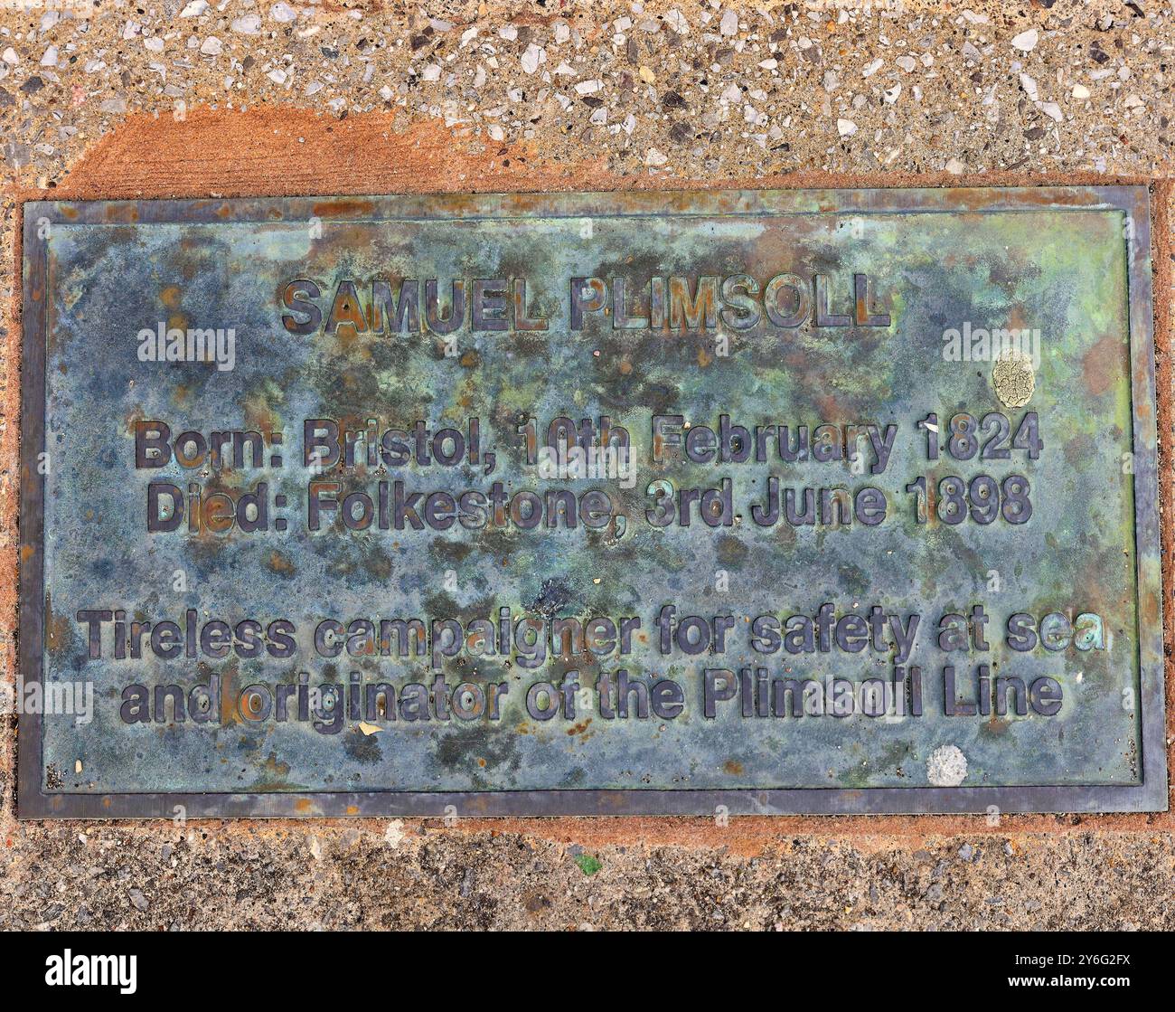 Plaque marking statue of Samuel Plimsoll, Bristol, West of England, UK ...