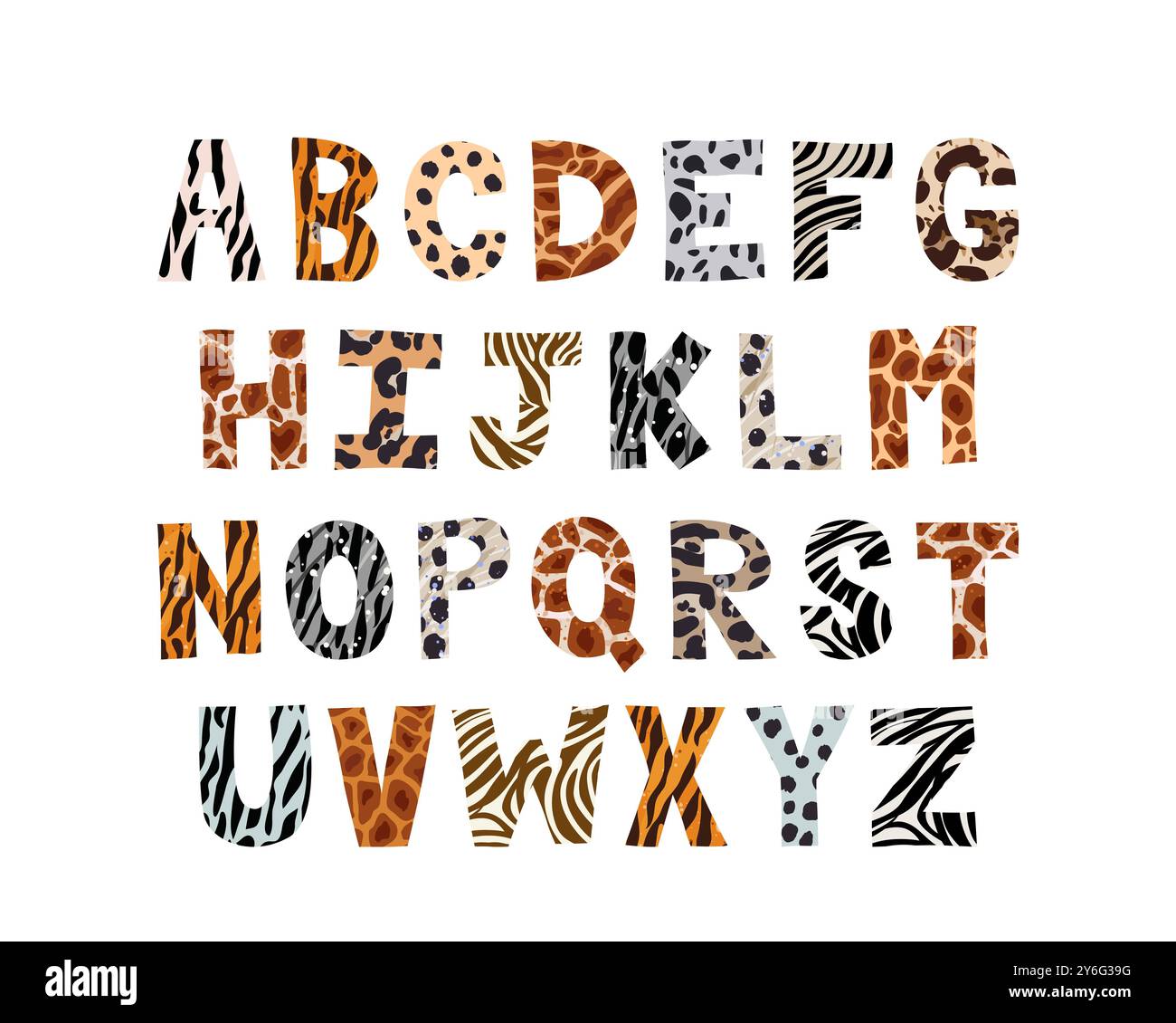 Hand drawn wild animal font. English alphabet Stock Vector Image & Art ...